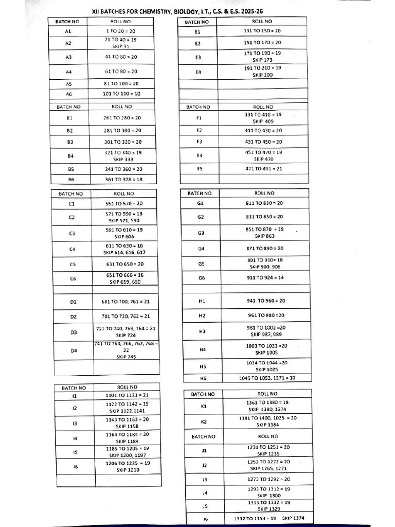 Syjc Batches Cses Chem Bio It | PDF