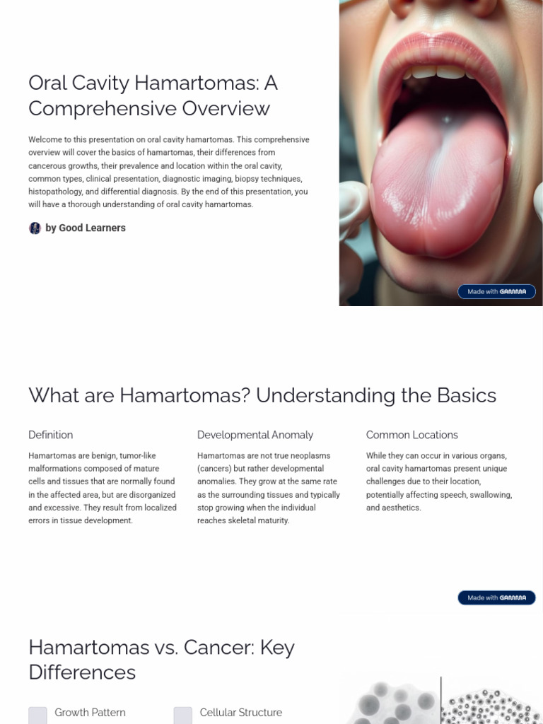 Overview of Oral Cavity Hamartomas | PDF | Cancer | Metastasis