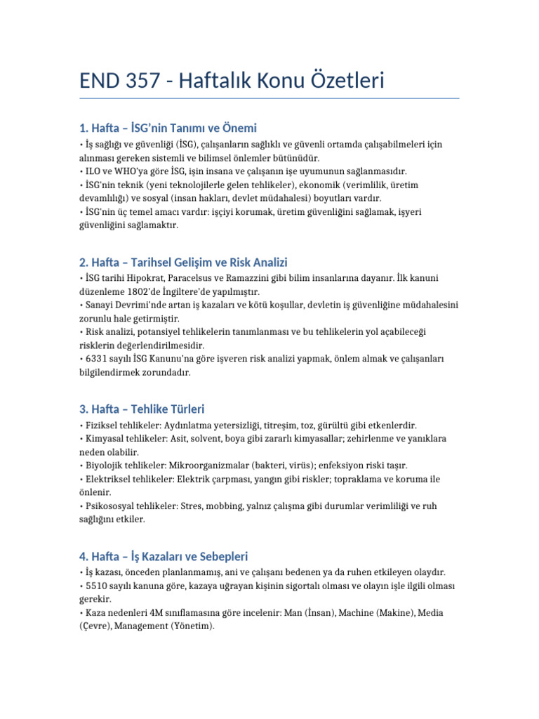 END 357 Konu Ozetleri Guncel | PDF