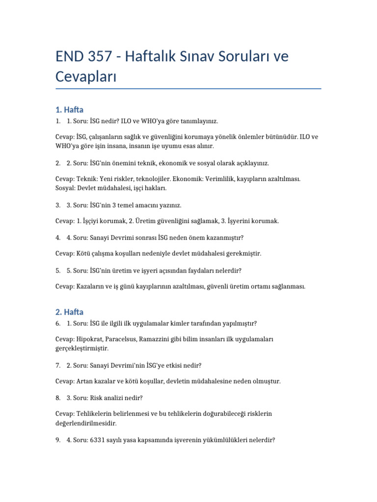 END 357 Sinav Sorulari Ve Cevaplari Yeni | PDF