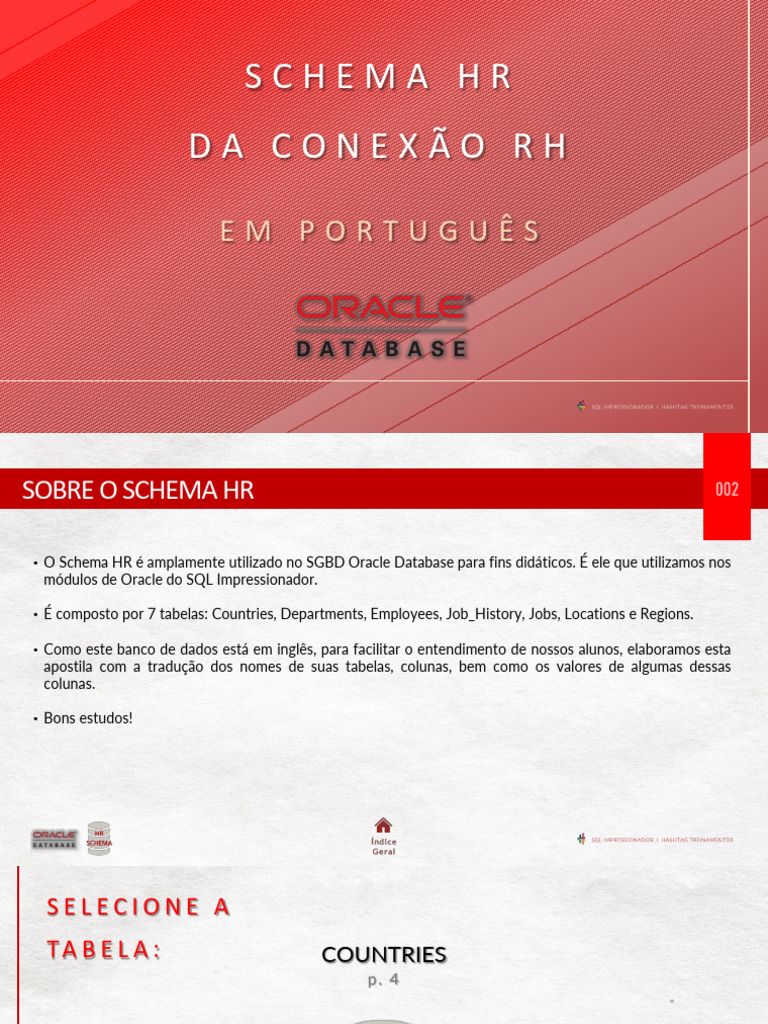 Apostila HR Schema - Oracle - em Português | PDF | Contabilidade | Economias