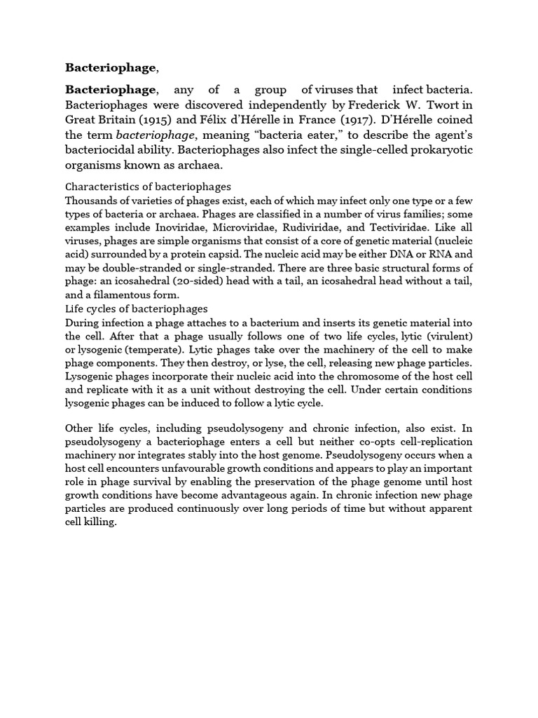 Frederick W. Twort and Bacteriophages | PDF