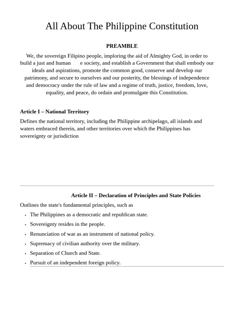 Philippine Constitution Overview and Laws | PDF | Government | Public Law
