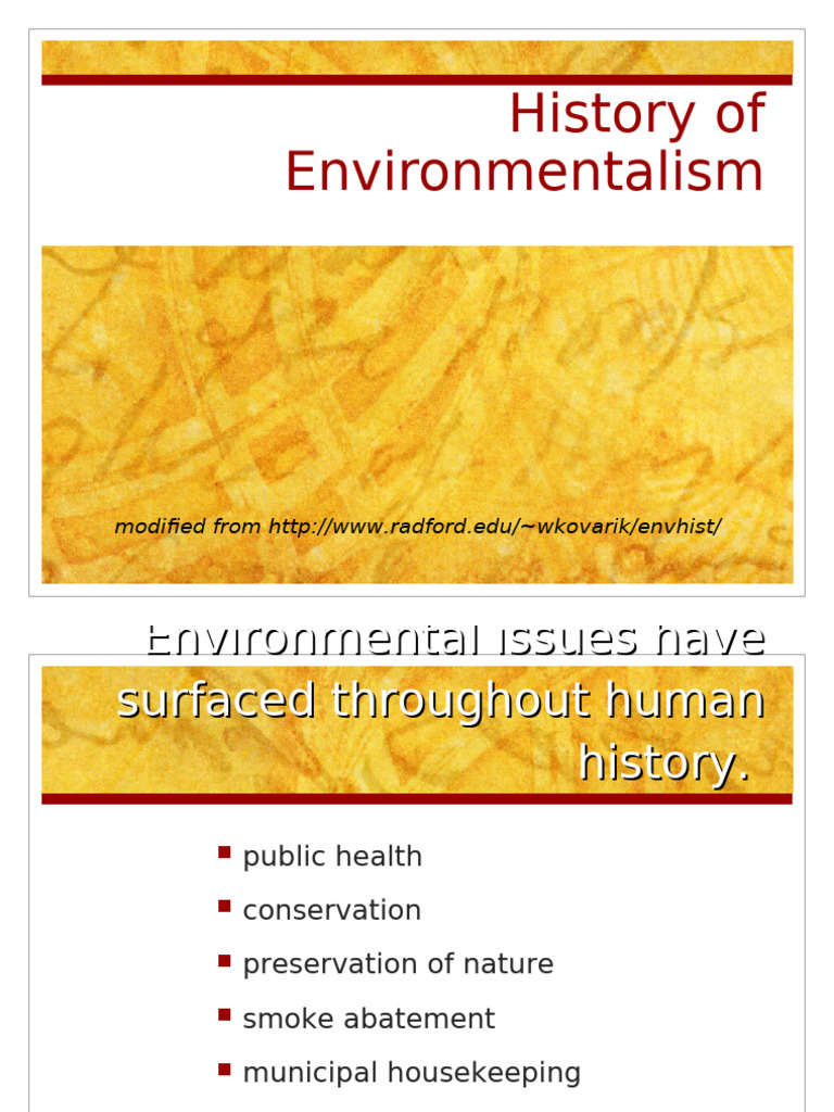 Evolution of Environmentalism History | PDF | Pollution | Gasoline