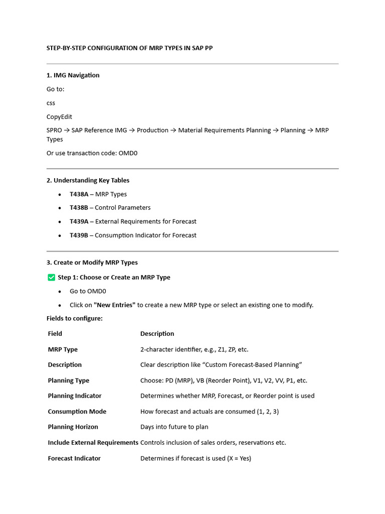 Step-By-Step Configuration of MRP Types in Sap PP | PDF | Computing