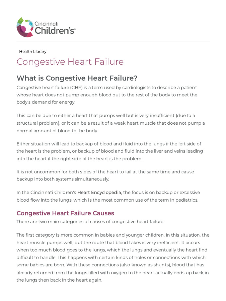 Congestive Heart Failure - Symptoms, Diagnosis & Treatment | PDF ...