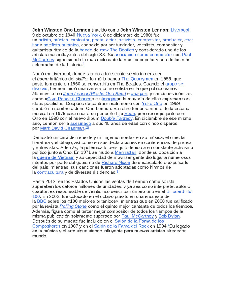 John Winston Ono Lennon | PDF | John Lennon | Yoko Ono