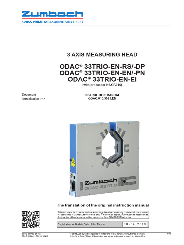 Medidor de Ovalidad Zumbach Odac33trio-En-xx - Odac.010.5091.en | PDF | Laser | Laser Diode