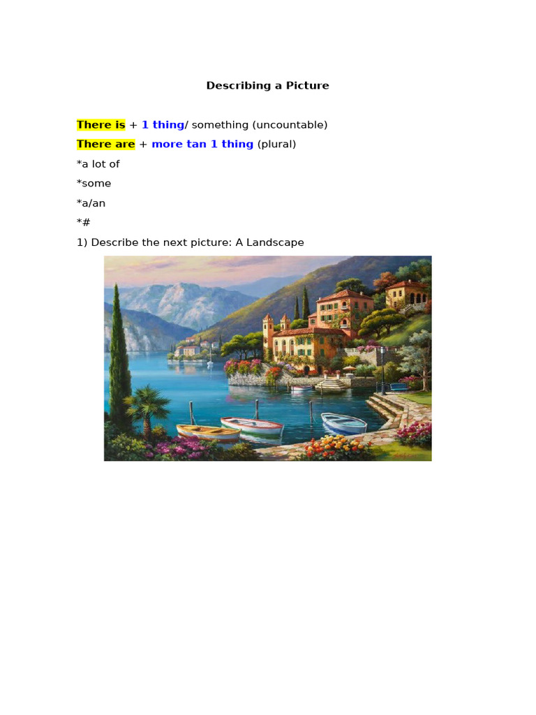 There Is There Are Describing A Picture + Quantifiers N2 | PDF