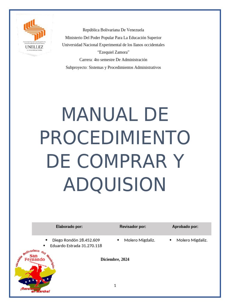 Manuel Del Procedimiento | PDF | Calidad (comercial) | Responsabilidad