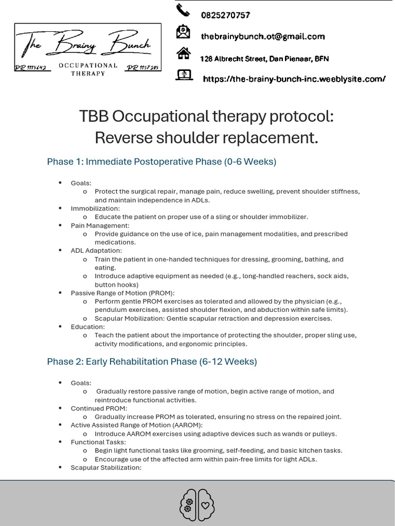 Reverse Shoulder Replacement Protocol | PDF | Shoulder | Anatomical ...