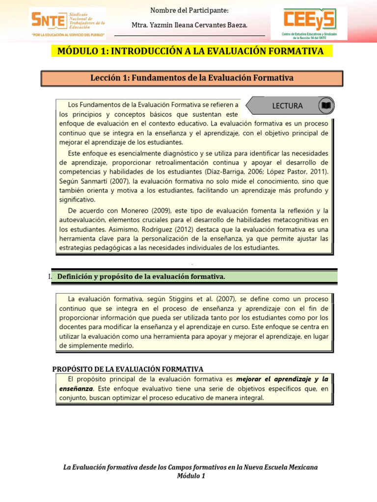FICHA 1. Definición y Propósito de La Evaluación Formativa | PDF | Evaluación | Enseñando
