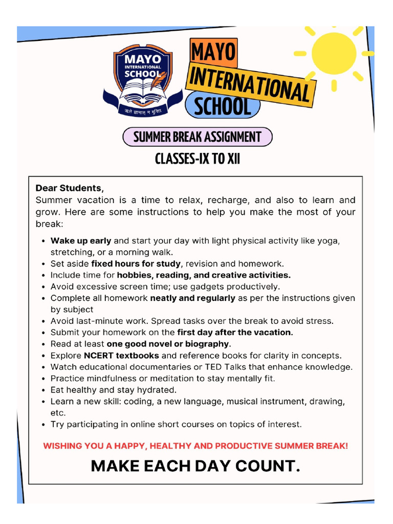 Mis Class - Xii Summer Break Assignment | PDF | Ovary | Reproduction