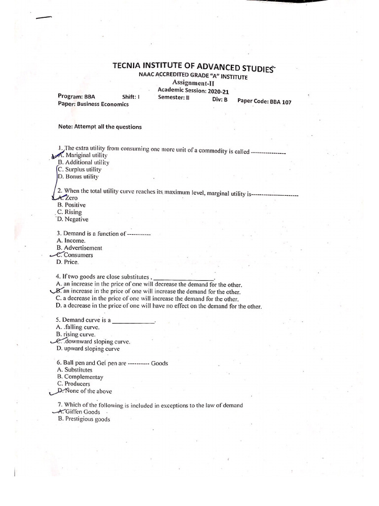 Gagan Adwani Business Economics Assignment 2 | PDF