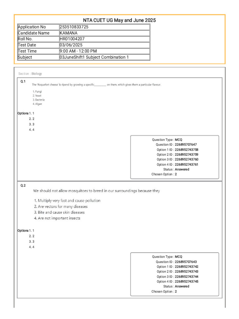 CUET 2025 MCQ Question Set | PDF | Multiple Choice | Educational ...