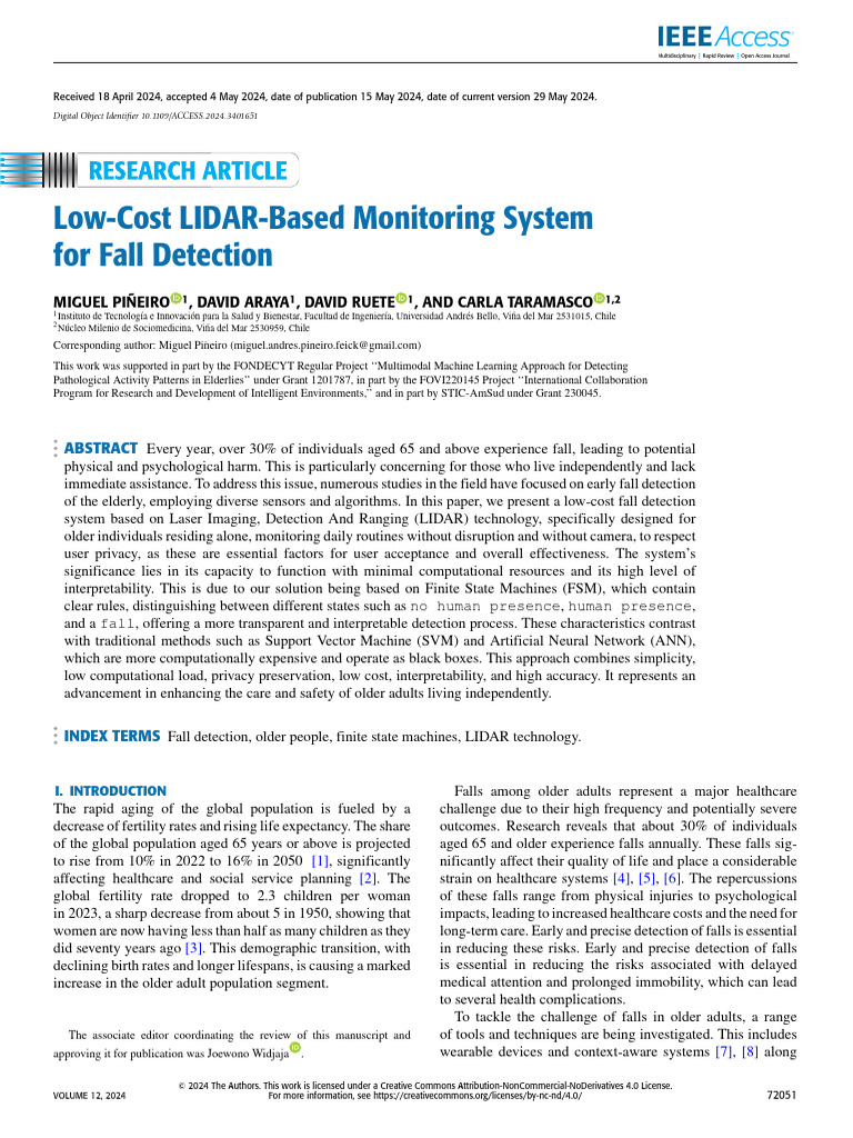 Low-Cost LIDAR-Based Monitoring System For Fall Detection | PDF ...