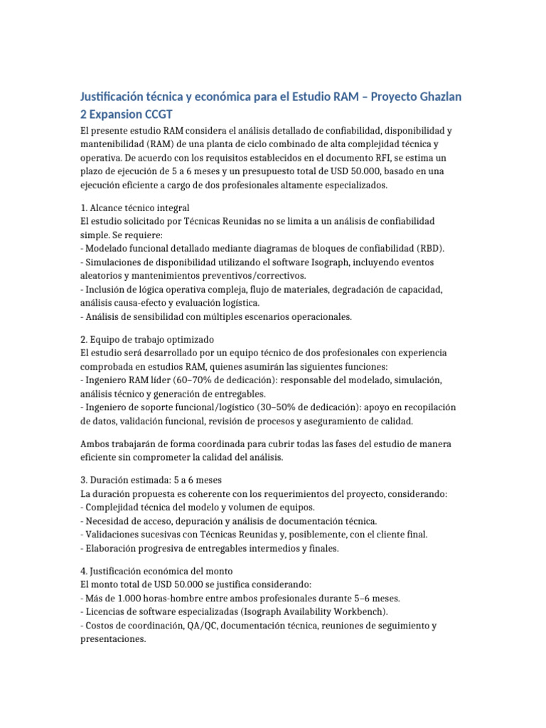 Justificacion Estudio RAM Ghazlan | PDF | Ingeniería de confiabilidad ...