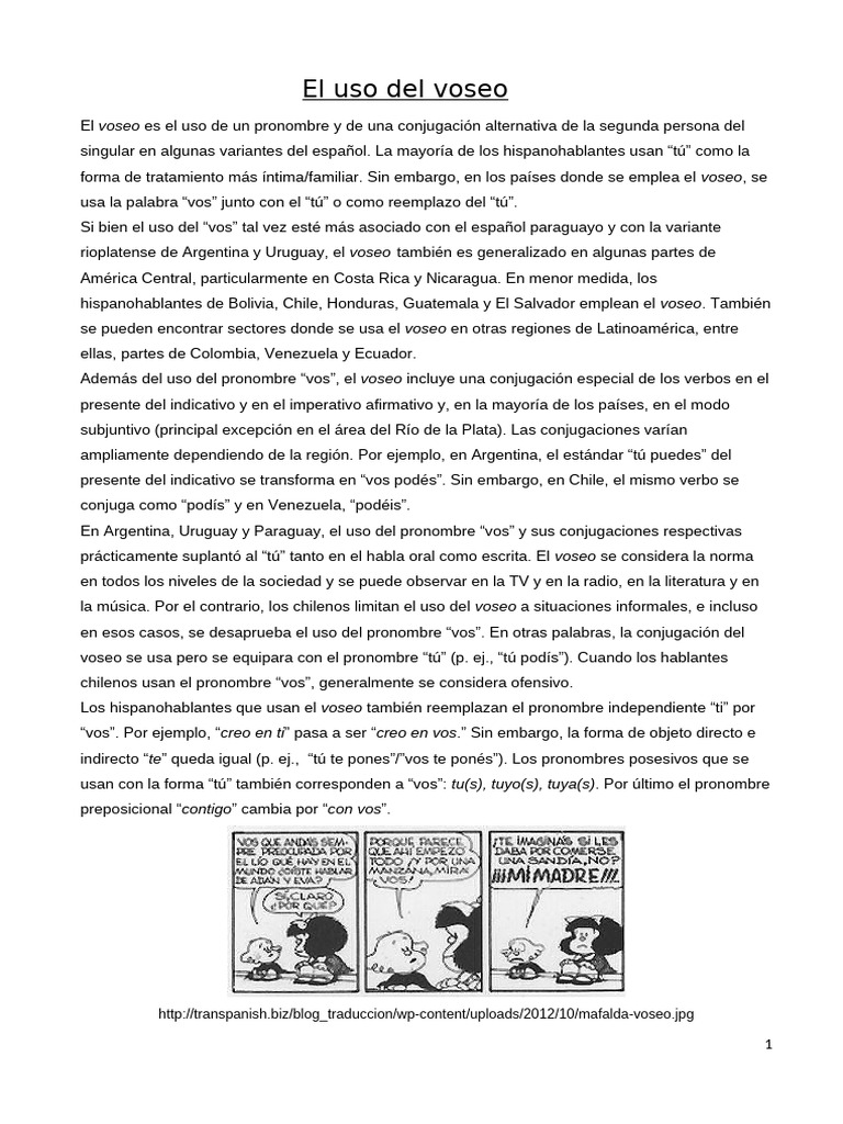 El Uso Del Voseo | PDF | Lengua española | Idiomas