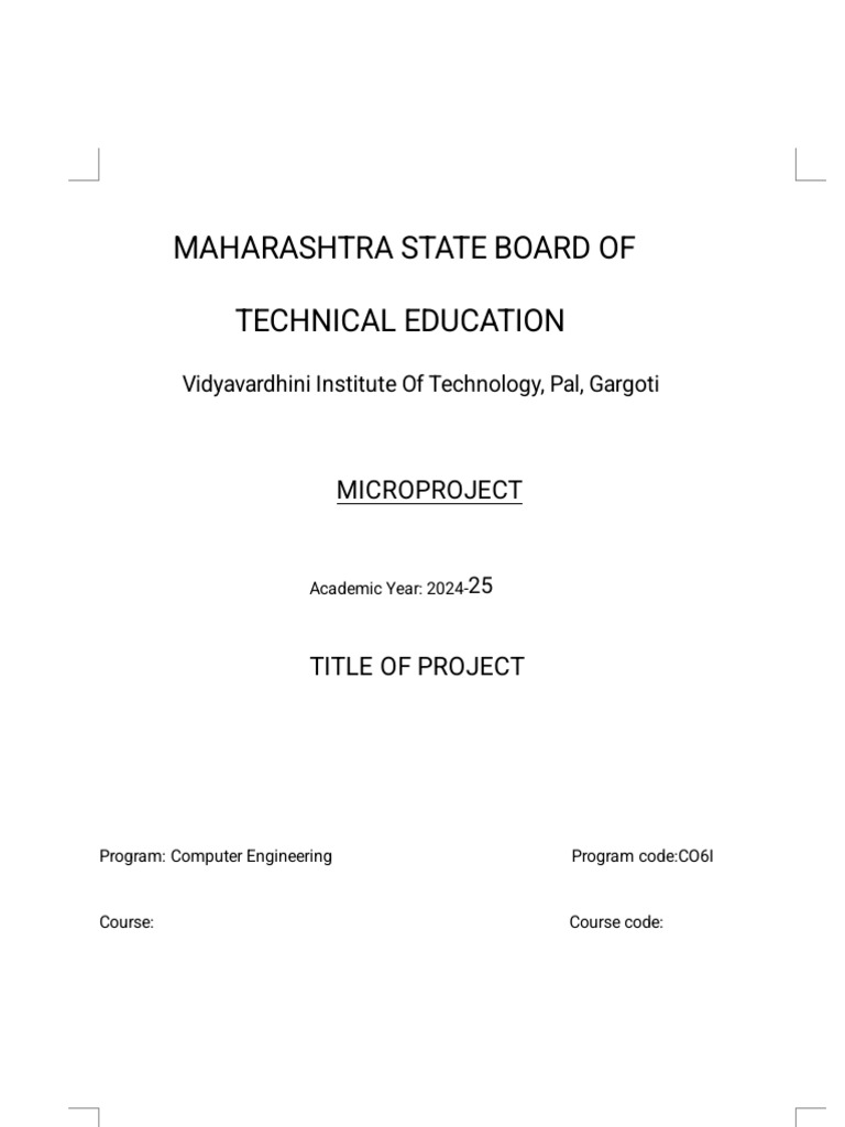 Front Pages of Microproject | PDF | Learning