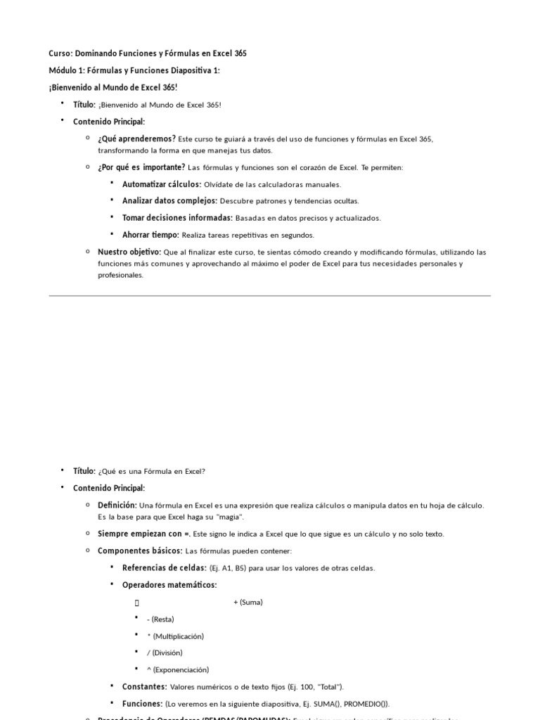 Formulas y Funciones de Excel Intermedio | PDF | Hoja de cálculo ...