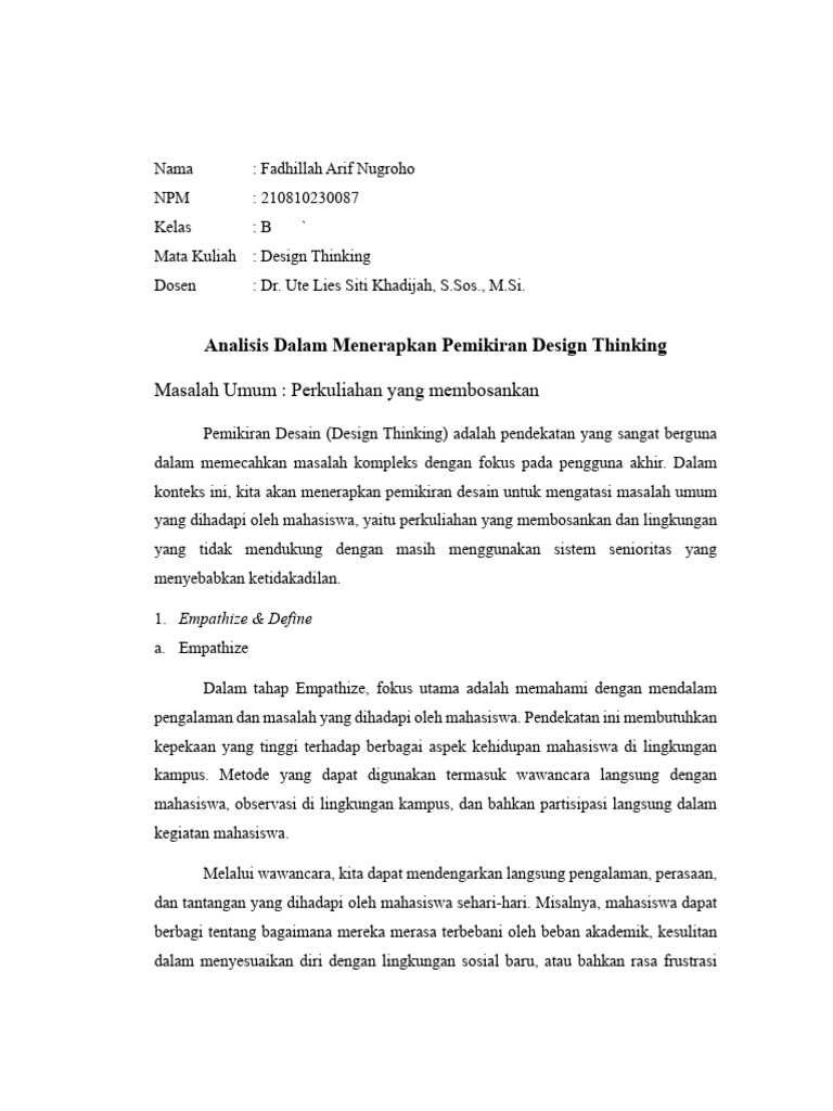 Fadhillah Arif Nugroho - Tugas Design Thinking | PDF