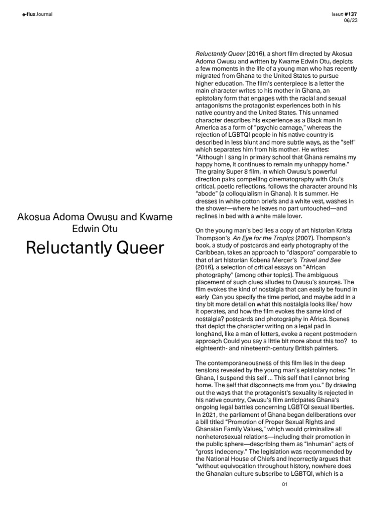 E Flux Journal Reluctantly Queer | PDF