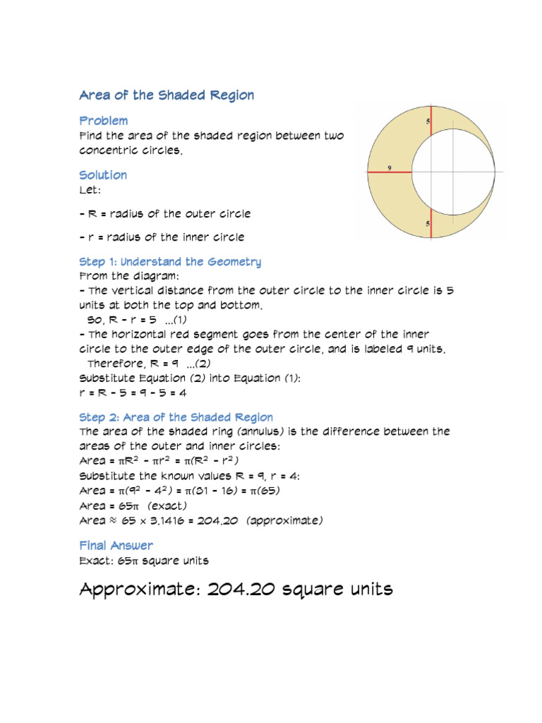 Shaded Area Solution | PDF