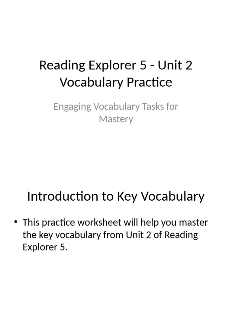 Unit 2 Vocabulary Practice Worksheet | PDF