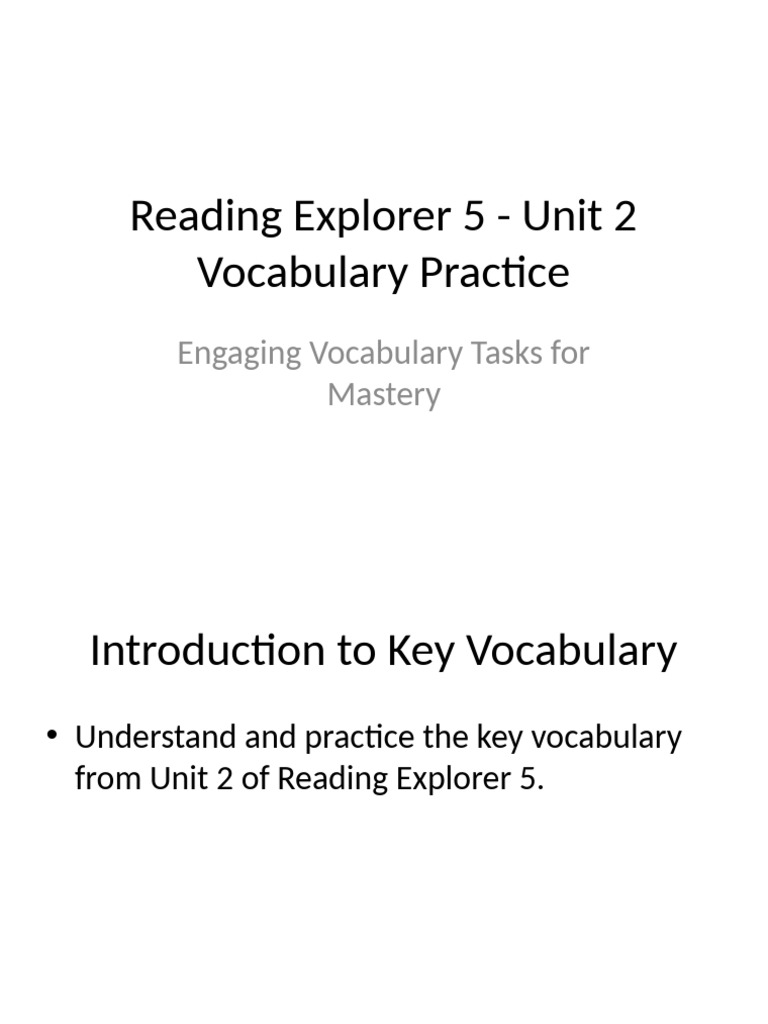 Vocabulary Practice for Reading Explorer 5 | PDF
