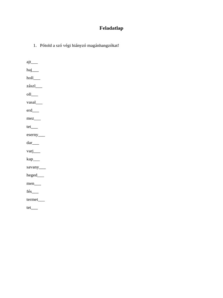 Nyelvtan Feladatlap | PDF