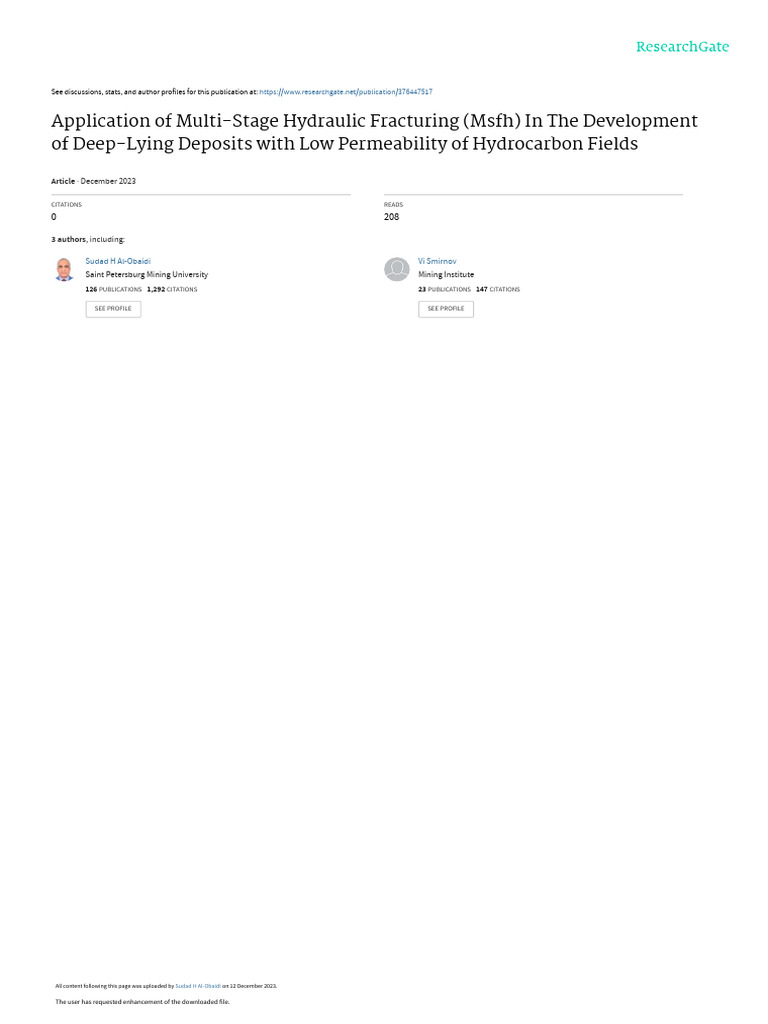 Application of Multi Stage Hydraulic Fracturing MSFH in The Development ...