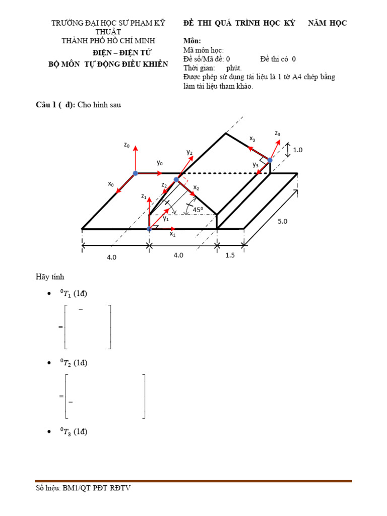DeThi - KTRobot - De2 - Lan1 - HK2 - 2425 | PDF