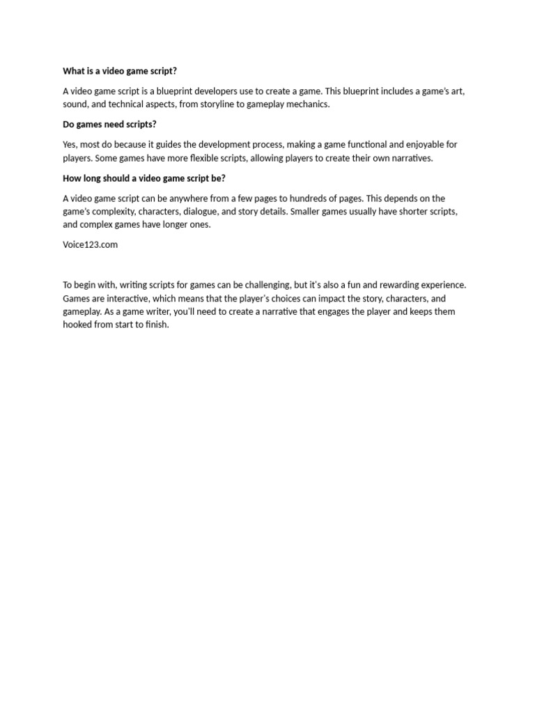What Is A Video Game Script | PDF