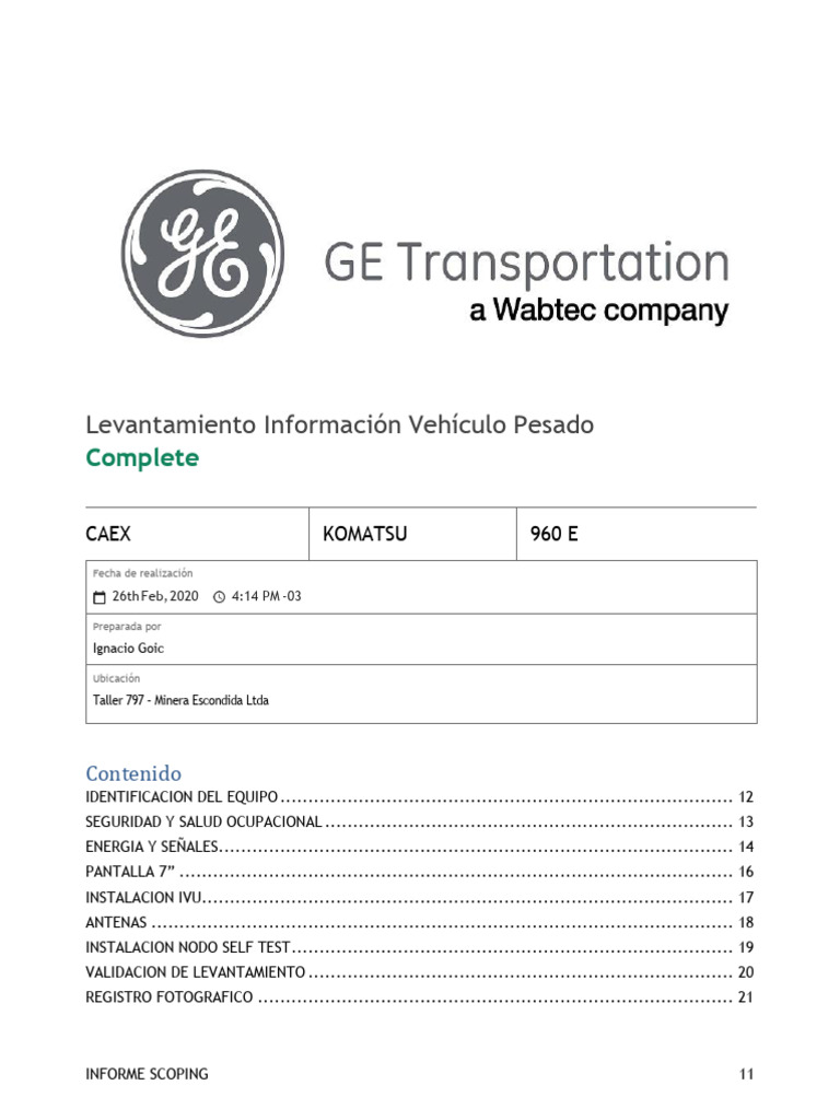 Scoping - CAEX 960E (Homologo 930E) | PDF