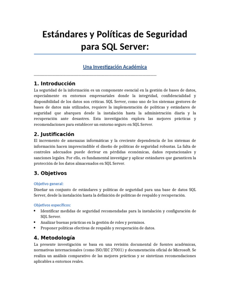 Investigacion Seguridad SQL Server | PDF | Servidor SQL de Microsoft | La seguridad informática