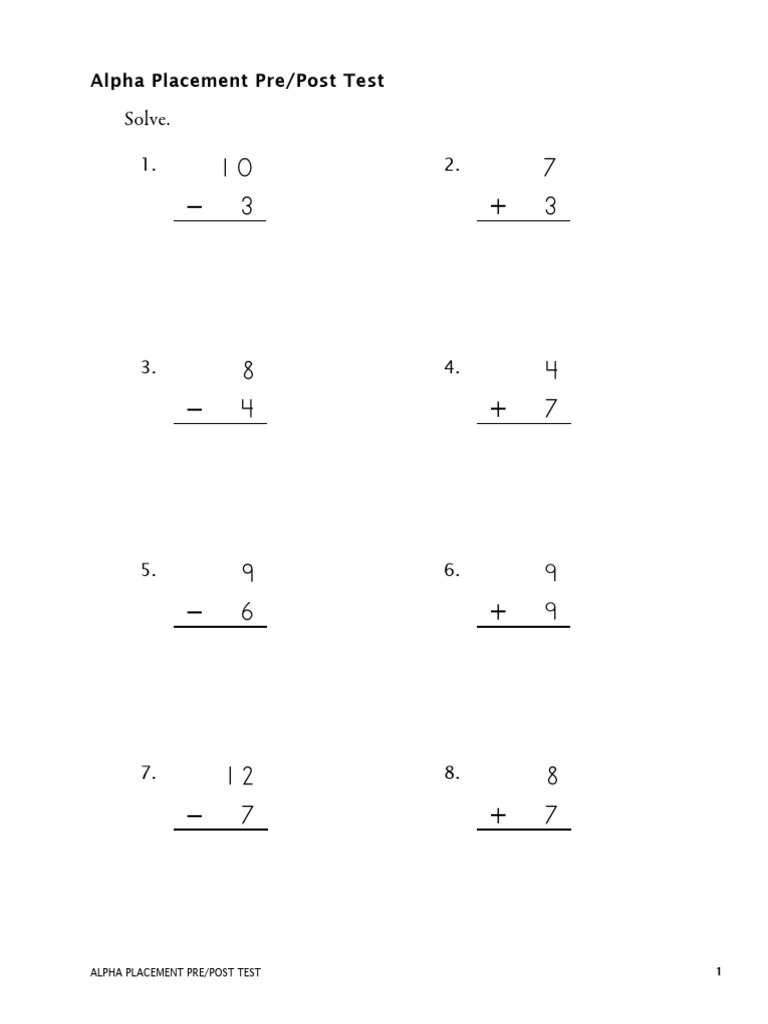 Math U See Placement Test | PDF | Circle | Length