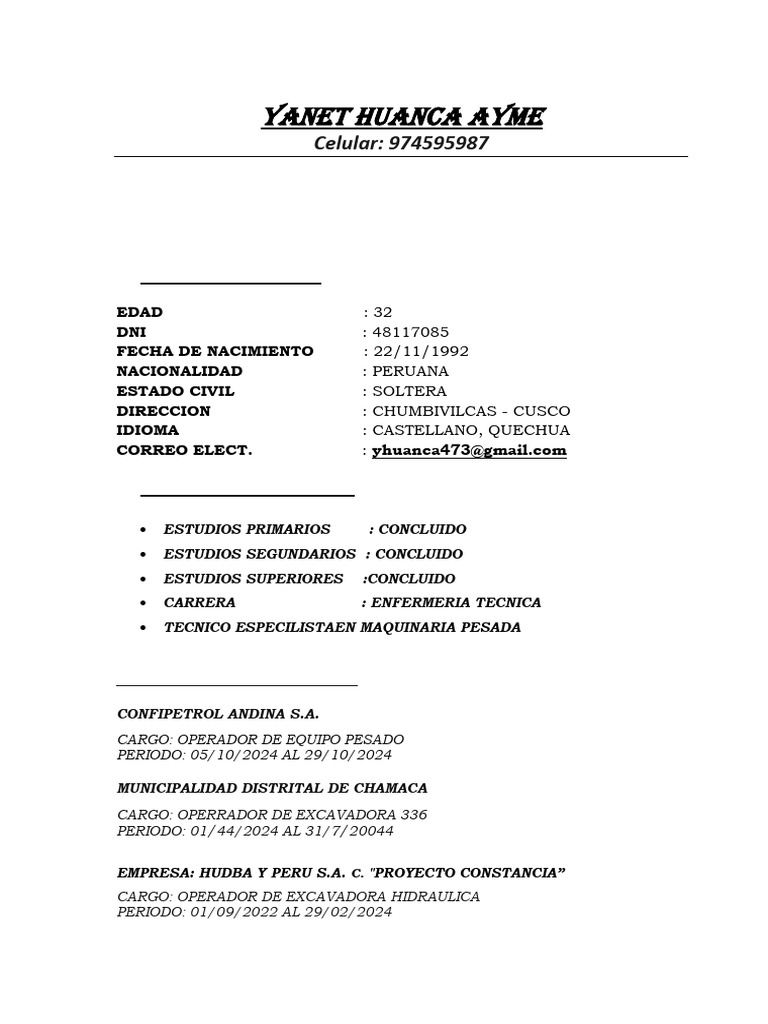 CV.2025 Yanet H. | PDF | Información | Derecho laboral