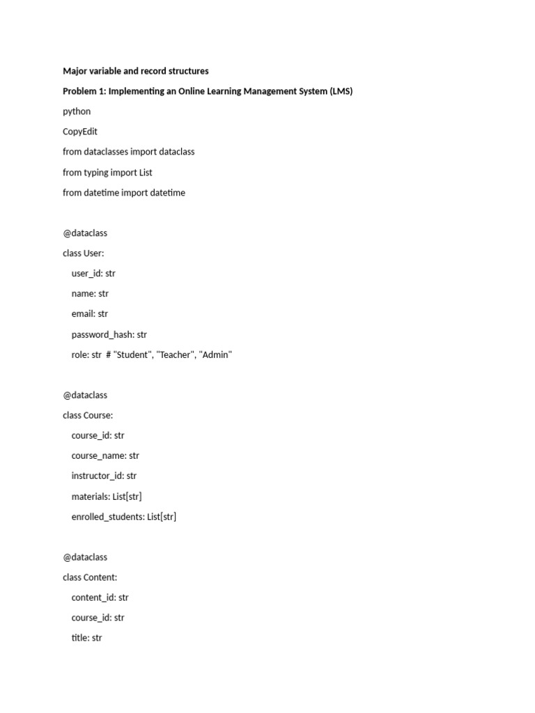 Major Variable and Record Structures | PDF | Computing