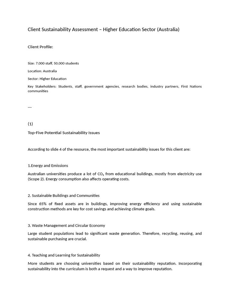 Client Sustainability Assessment | PDF | Sustainability | Green Building