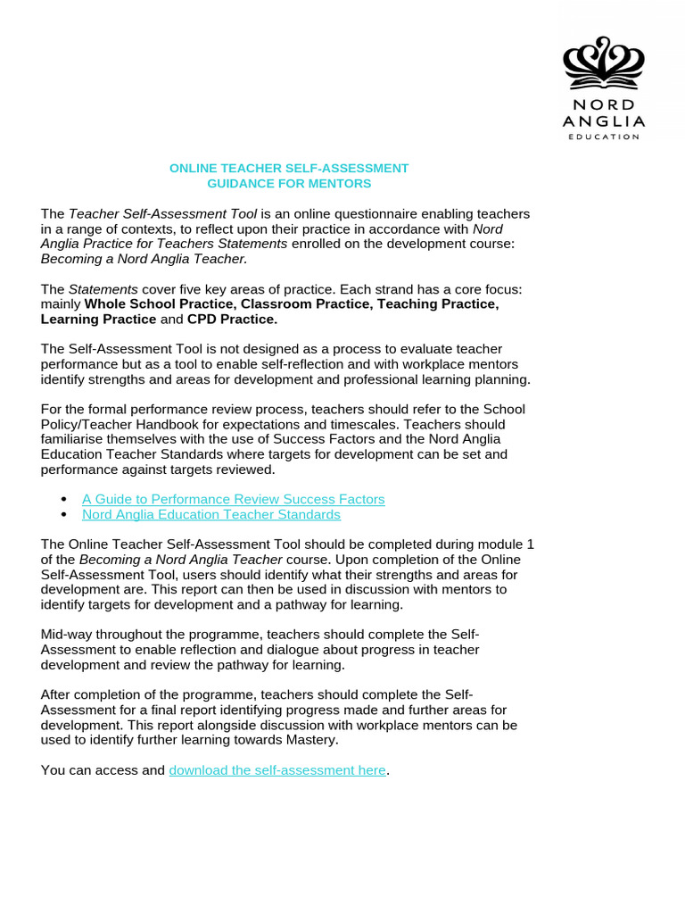 Guidance For Participants - Self-Assessment | PDF
