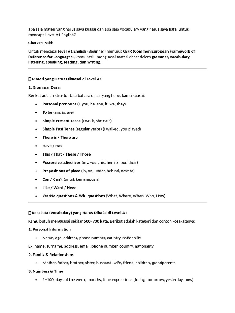 Modul A1 English | PDF