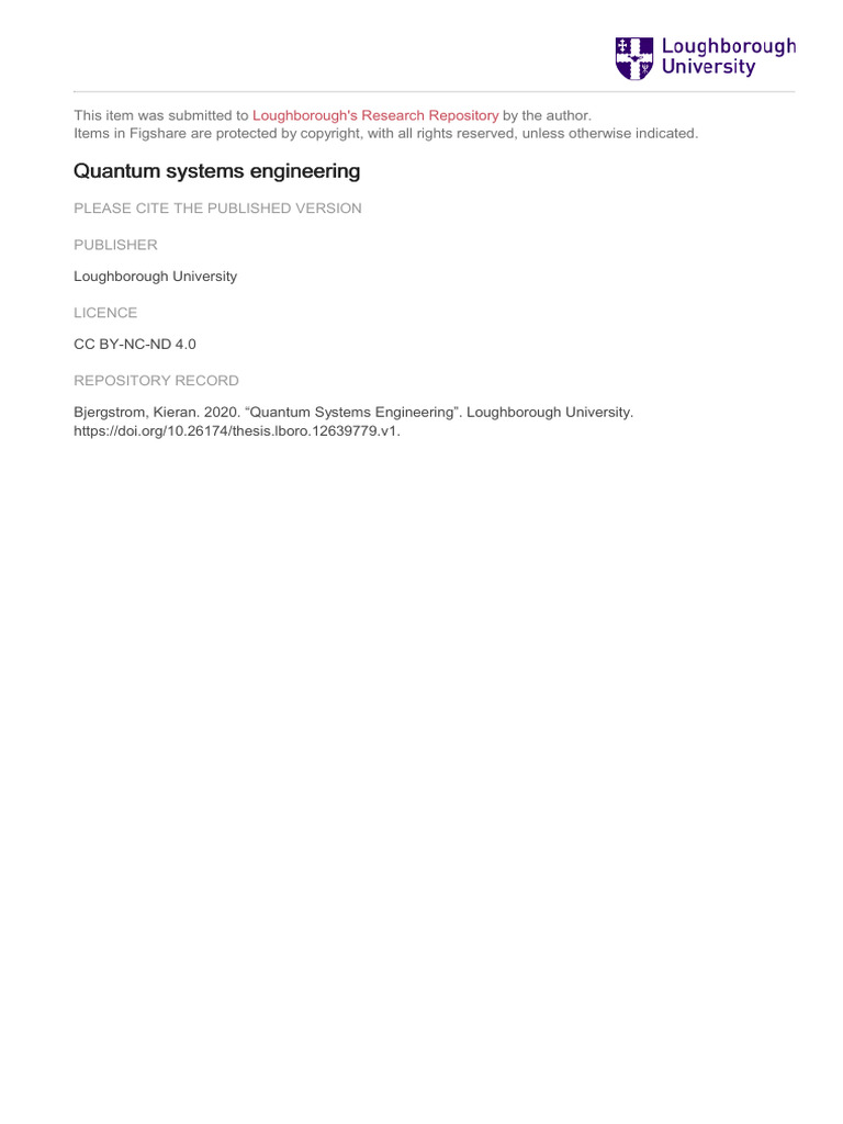 Quantum Systems Engineering | PDF | Methodology | System