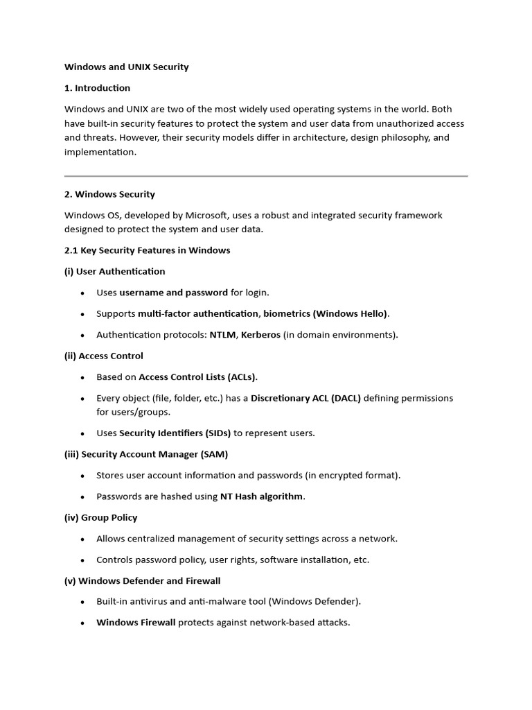 Windows and UNIX Security | PDF | Secure Communication | Computer Security
