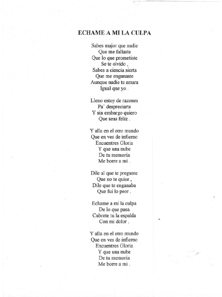 Echame A Mi La Culpa. (Letras) | PDF