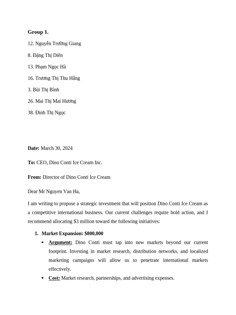 Strategic Investment Proposal for Dino Conti | PDF | Marketing | Brand