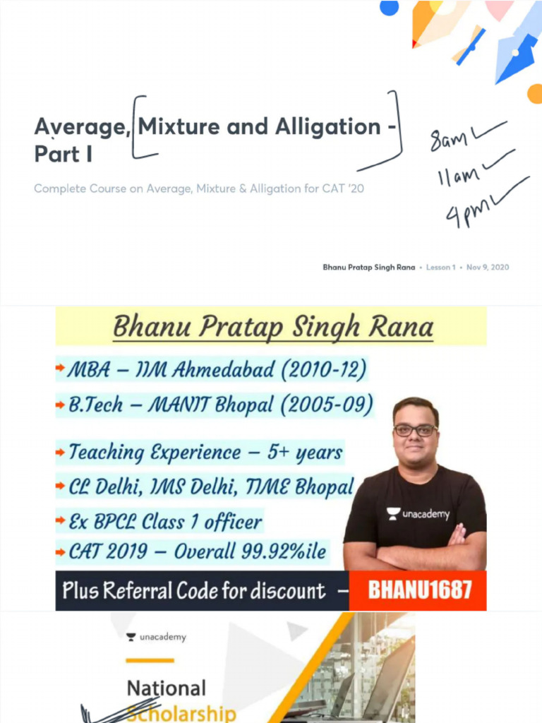 Average Mixture and Alligation Part I With Anno | PDF