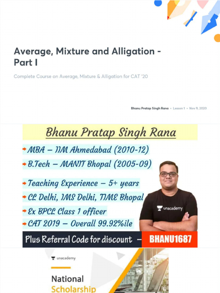 Average Mixture and Alligation Part I No Anno | PDF