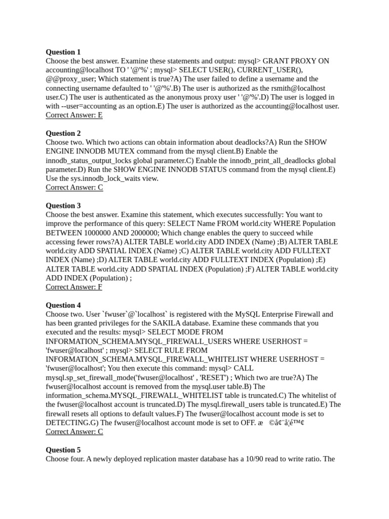 Reformatted Questions With Answers | PDF | My Sql | Backup