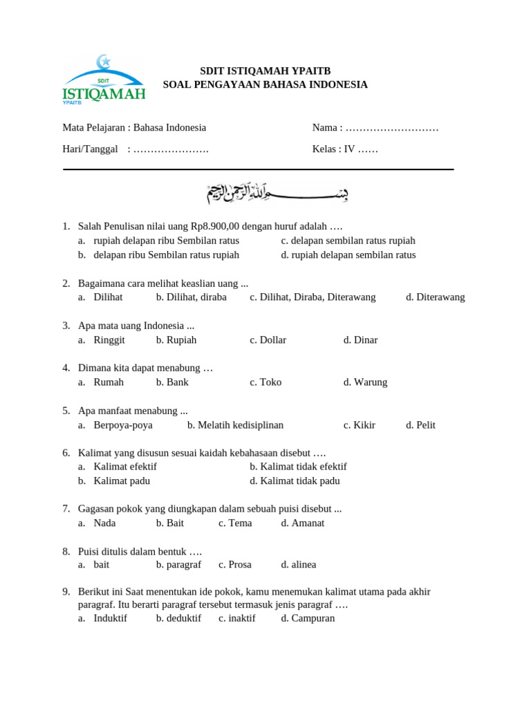 Soal Pengayaan Bindo Sem2 2025 | PDF