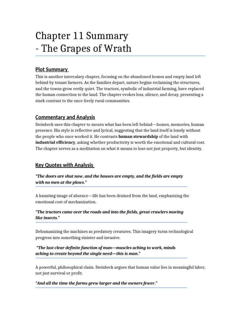 Grapes of Wrath Chapter Eleven | PDF